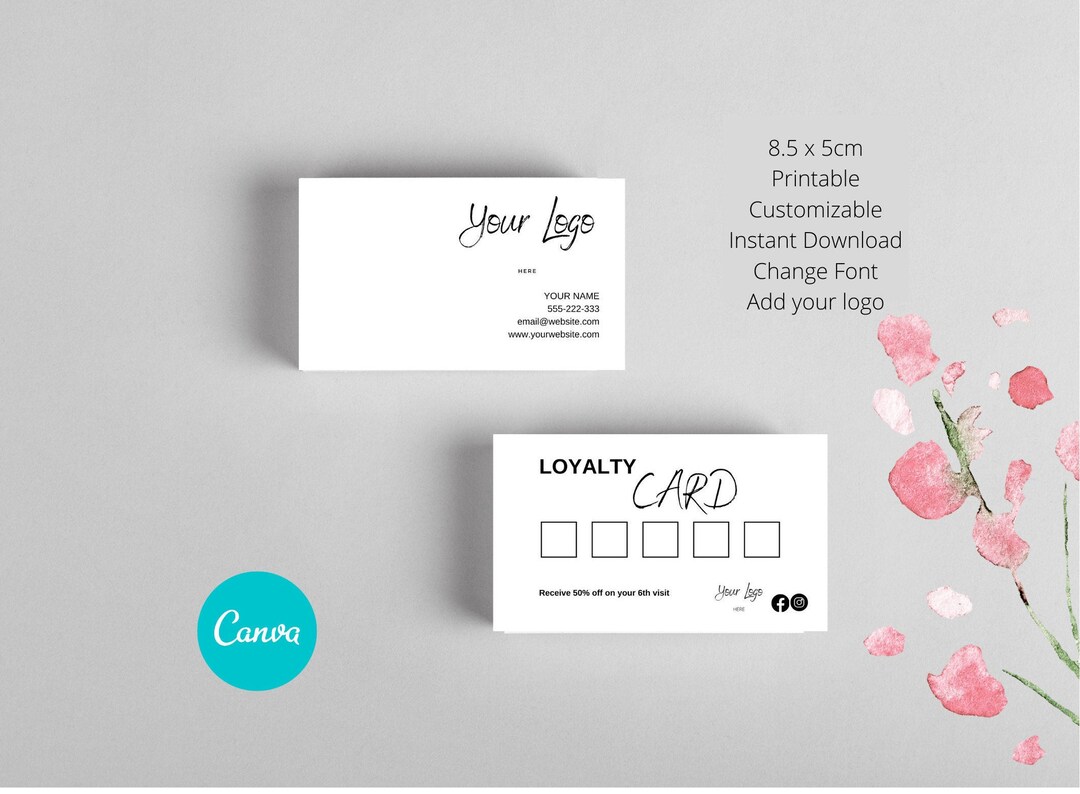 White With Black Loyalty Card Template, Loyalty Card, Minimalist Design ...