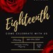 18th Red Gold Black Birthday Party Invitation, Any Age Celebration ...