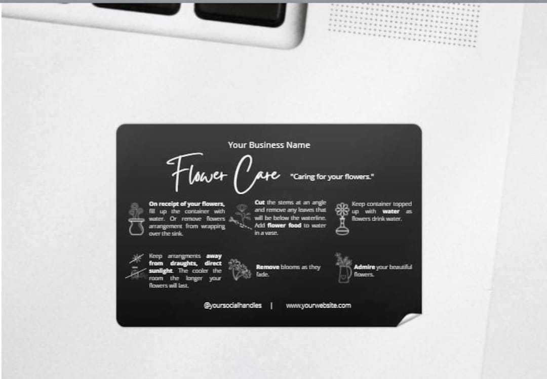 Flower Bouquet Sticker Template, Fresh Cut Flower Label Care, Flower ...