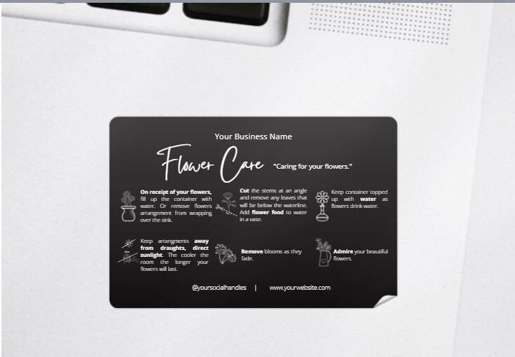 Flower Bouquet Sticker Template, Fresh Cut Flower Label Care, Flower ...