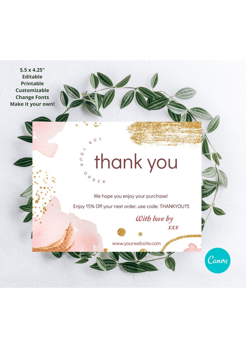 Thank You for Your Order Template, Printable Thank You for Order Cards ...