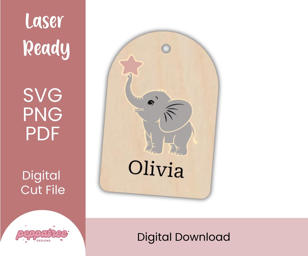 Personalized Elephant Name Tag | Custom Baby Name Tag | Neutral ...