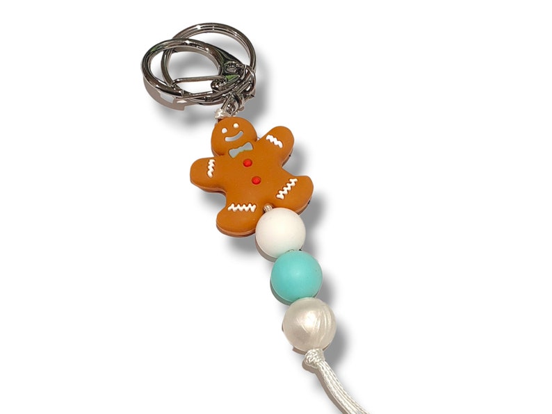 Christmas Key Ring Silicone Bead - Reindeer/snowman/santa/ginger Bread ...