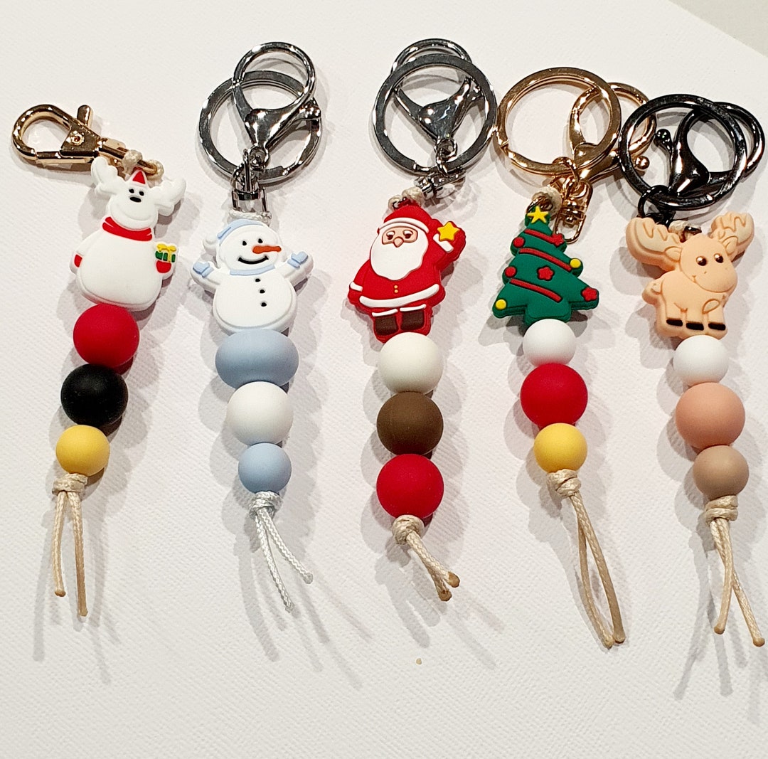 Christmas Key Ring Silicone Bead - Reindeer/snowman/santa/ginger Bread ...