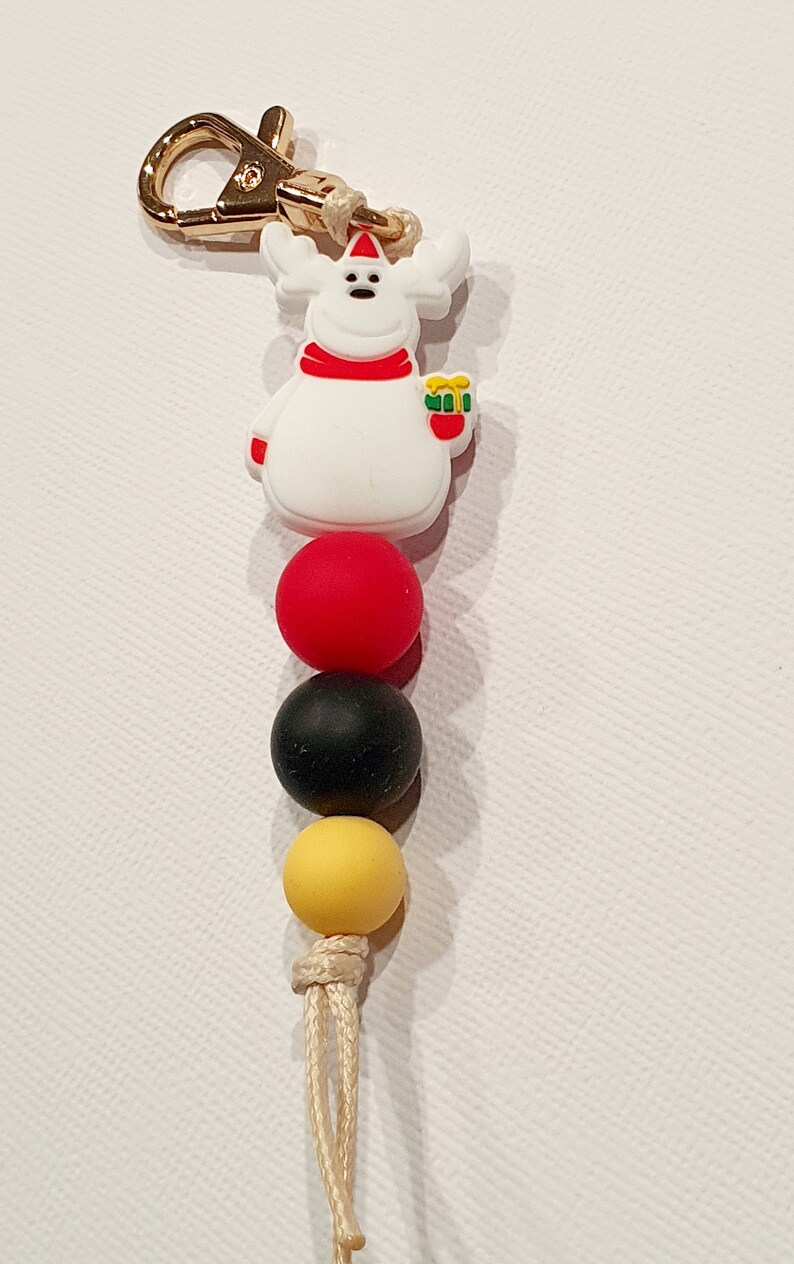 Christmas Key Ring Silicone Bead - Reindeer/snowman/santa/ginger Bread ...