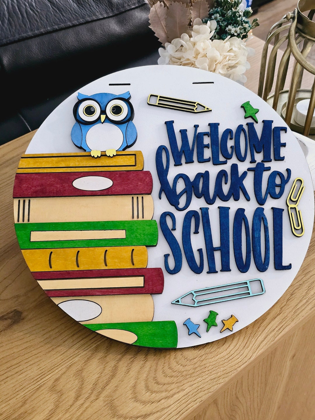 Welcome Back to School Owl Classroom Door Hanger Unfinished Diy Kit ...