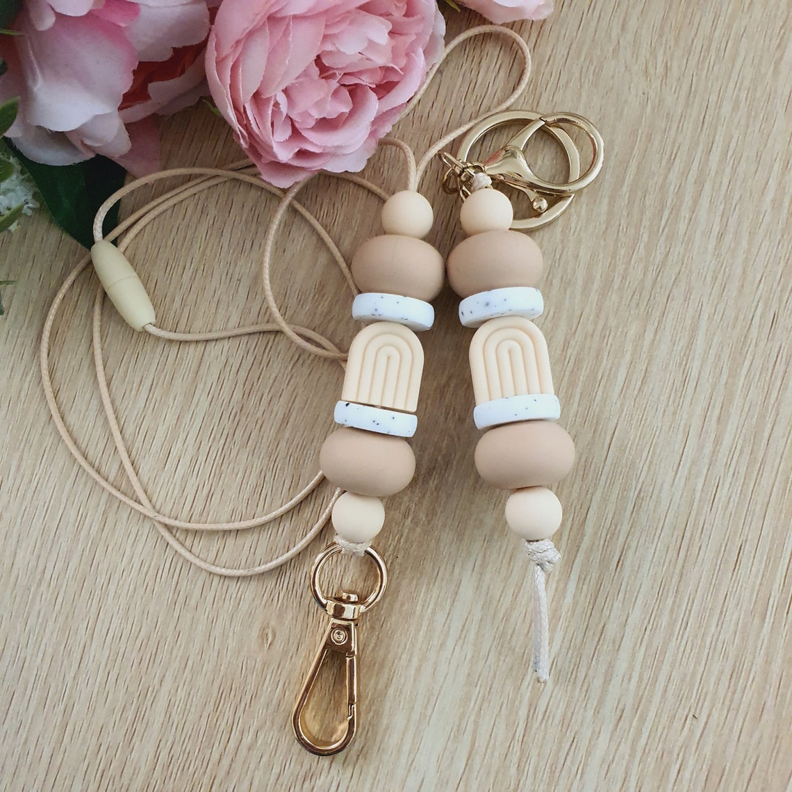 Silicone Arch Bead Rainbow Keychain or Lanyard in Earth Tones - Etsy