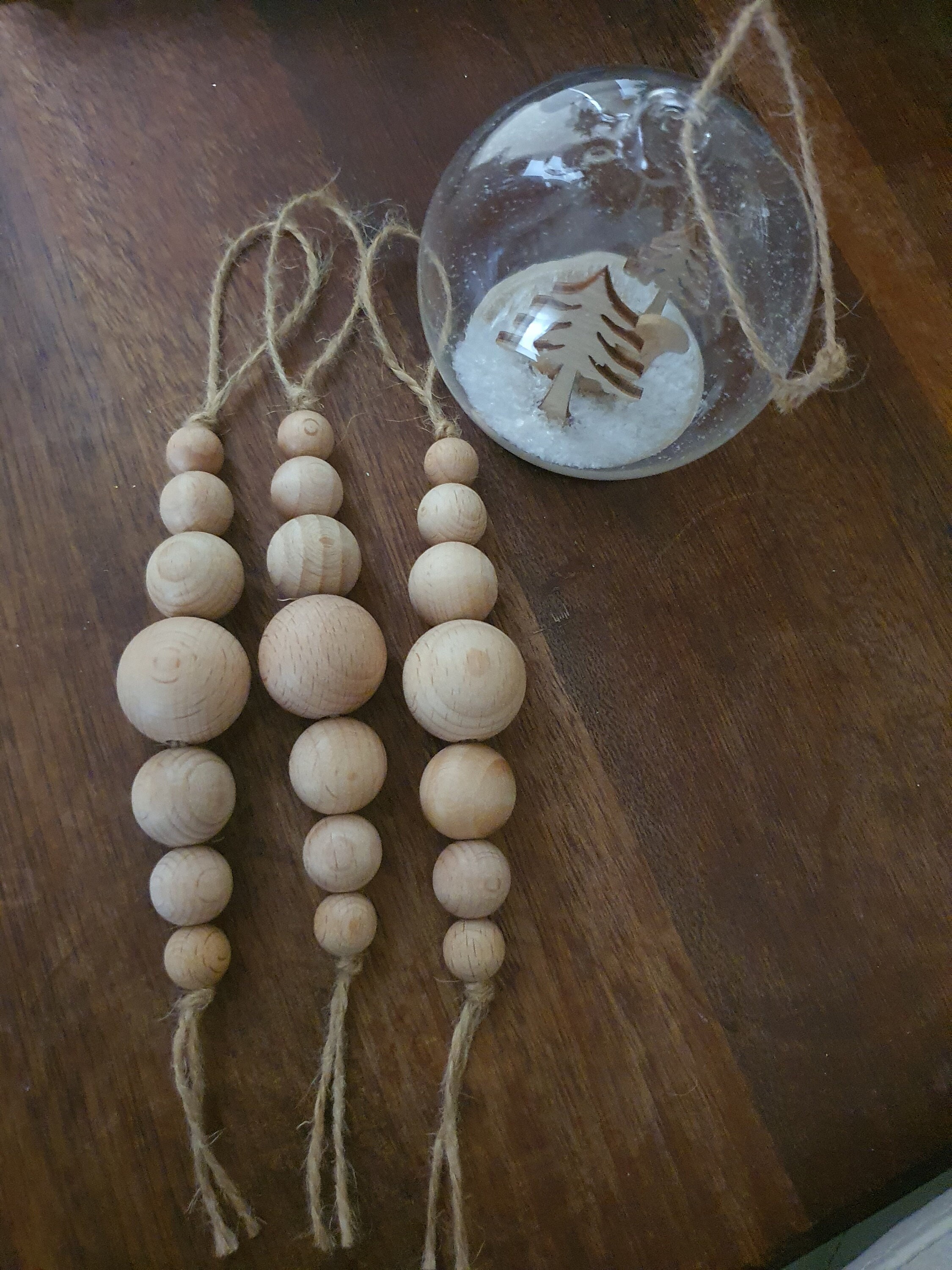 Wooden Beaded Christmas Tree Decorations Set of 3 - Etsy