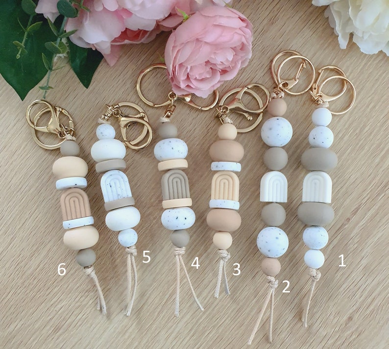 Silicone Arch Bead Rainbow Keychain or Lanyard in Earth Tones | Custom ...
