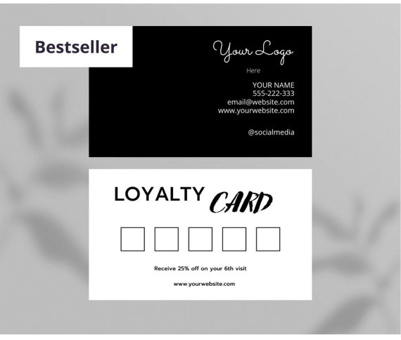Minimalist White and Black Loyalty Card Template Loyalty | Etsy