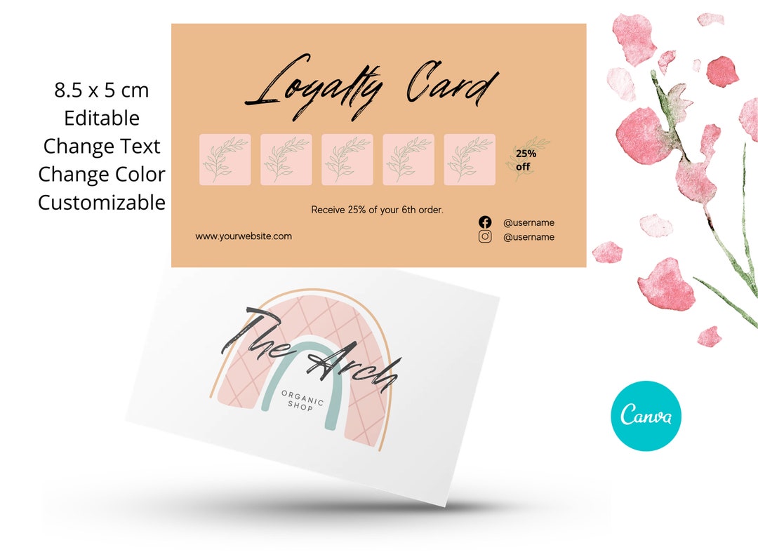 Regenbogen Boho Treuekarte oder Rabattkarte, DIY Loyalitätskarte ...