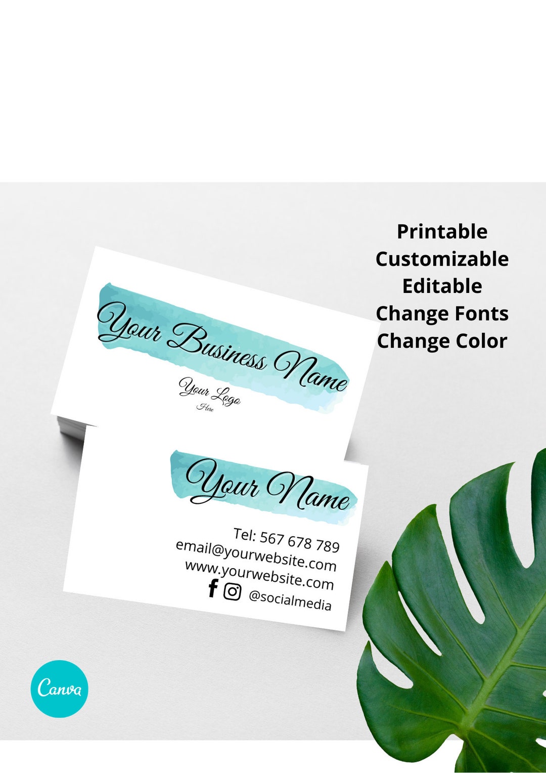 Blue Green Business Card Template, Editable, Customizable, Blue Green ...