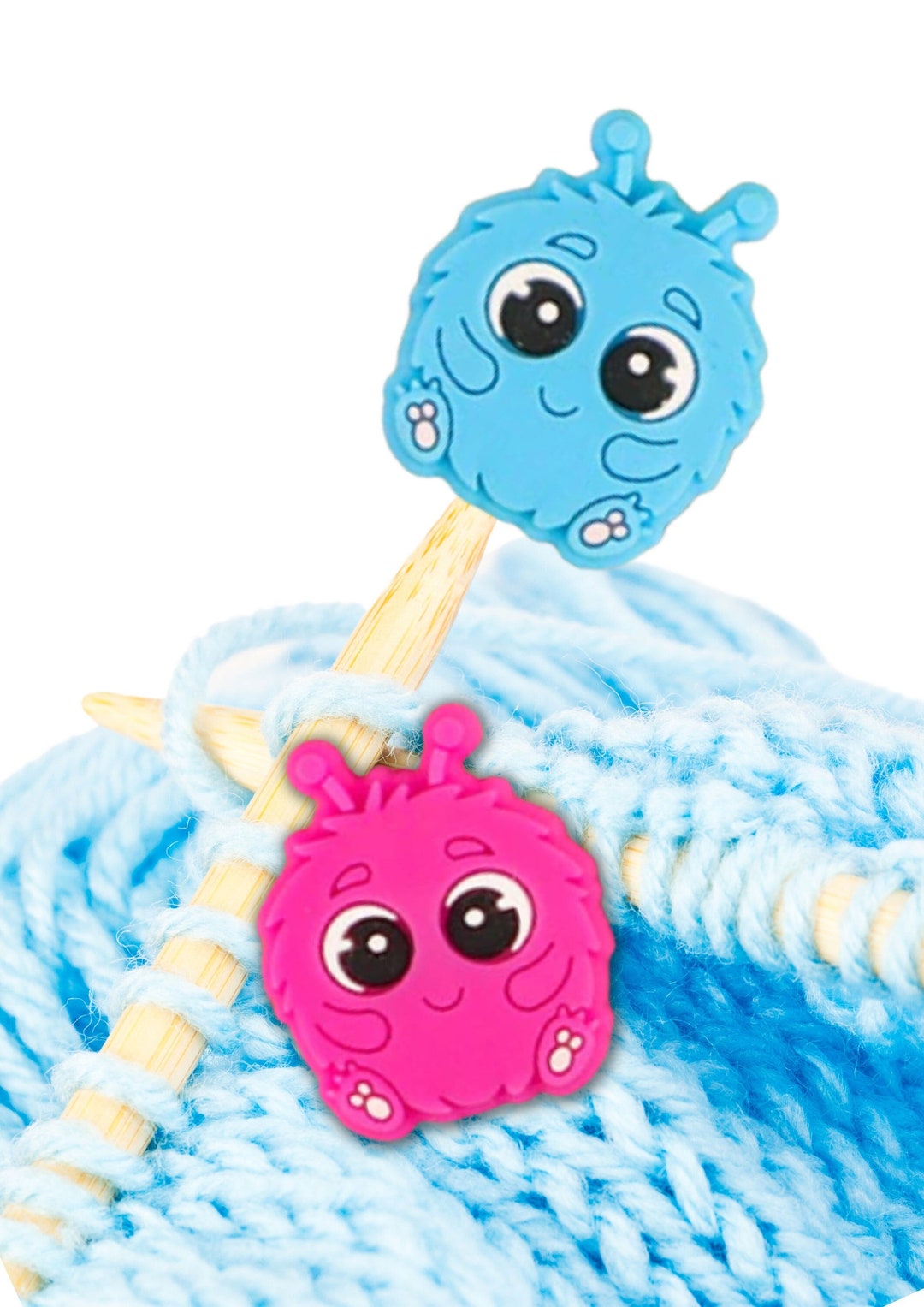 Stitch Stoppers Love Bug Fizz Ball Monster Silicone | Knitting Needle ...