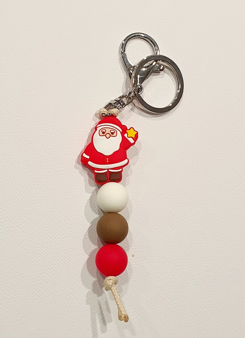 Christmas Key Ring Silicone Bead - Reindeer/snowman/santa/ginger Bread ...