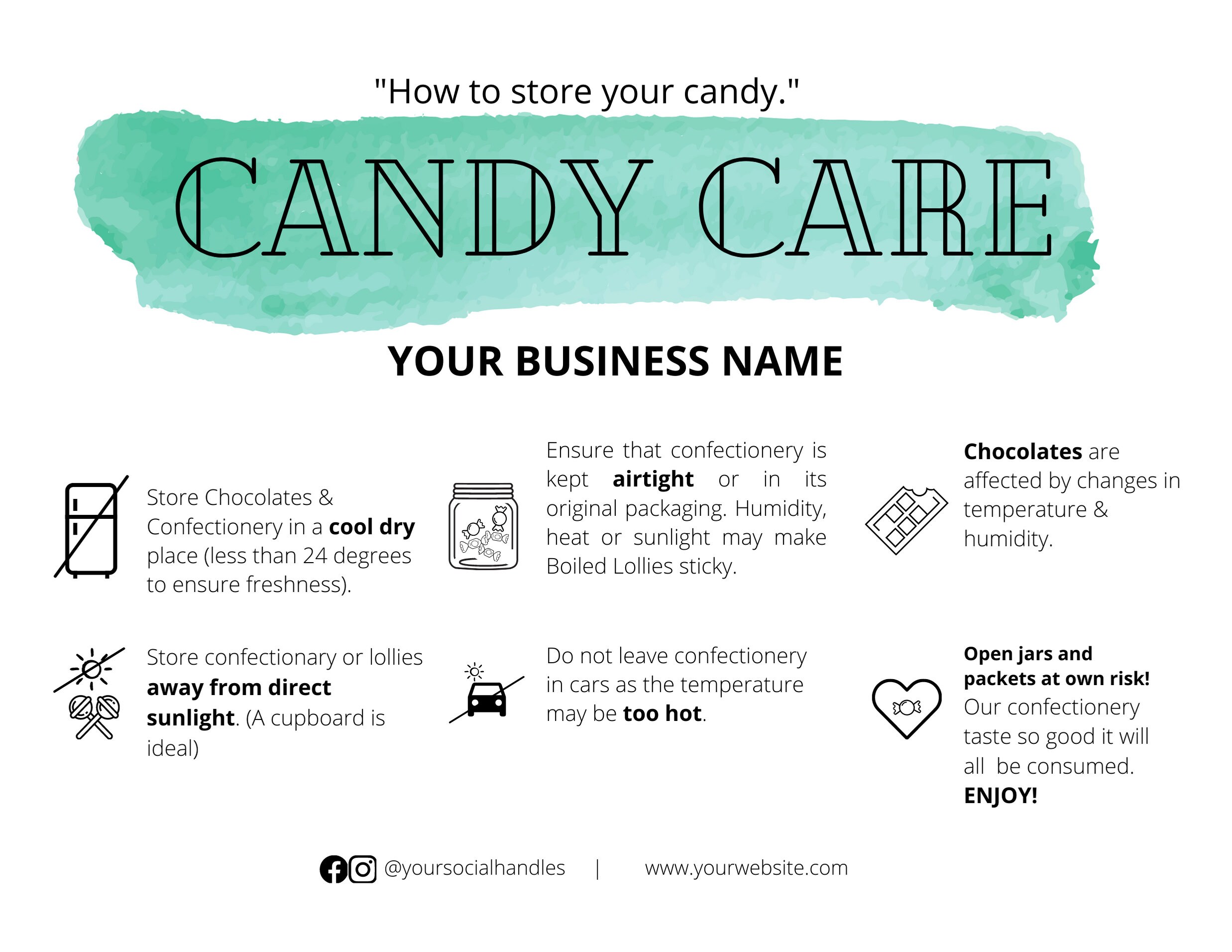Editable Candy Care Card, DIY Care Card Inserts, Lolly Care Template ...