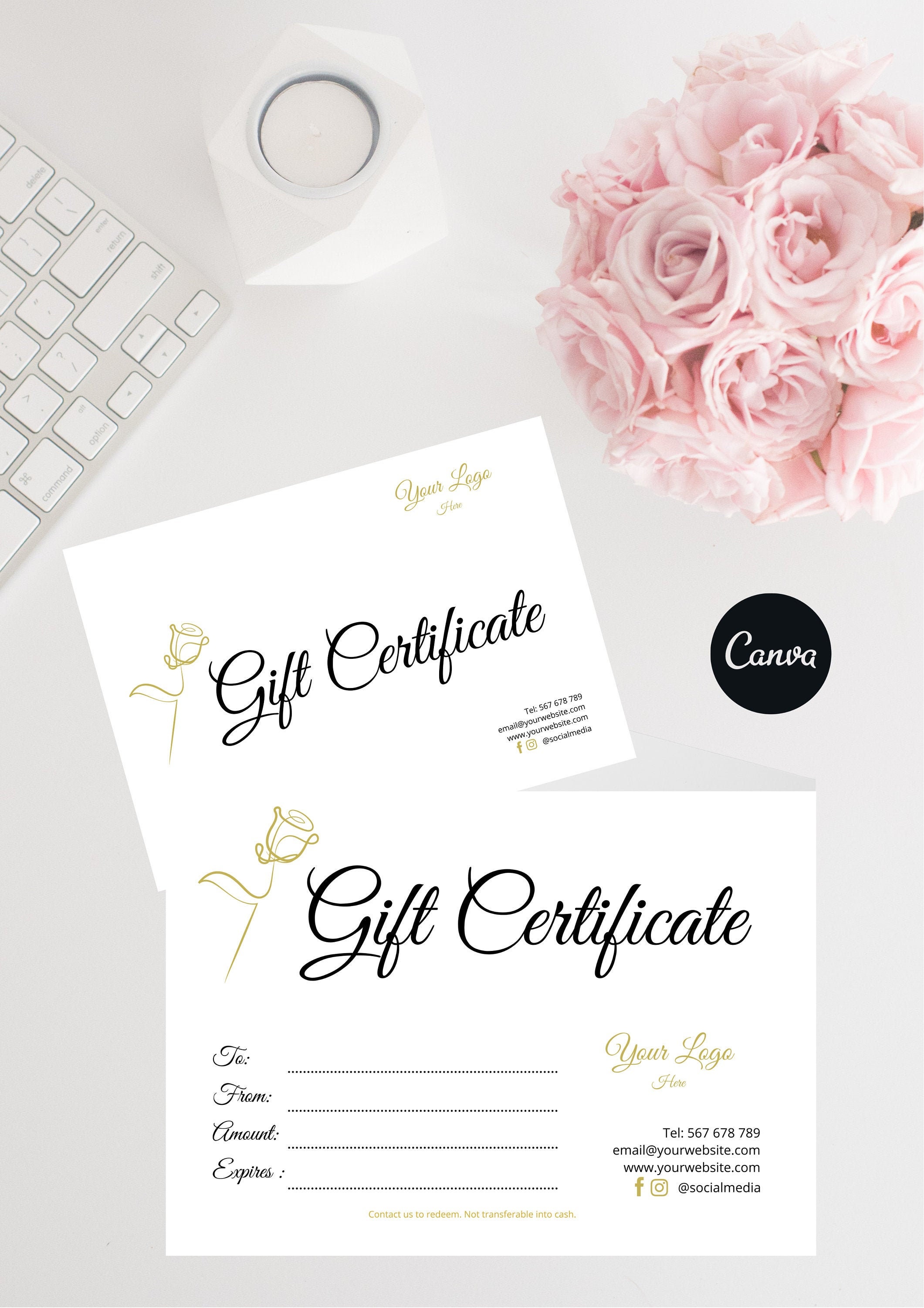 Editable Gift Voucher Gift Certificate Template Gold Black - Etsy Canada