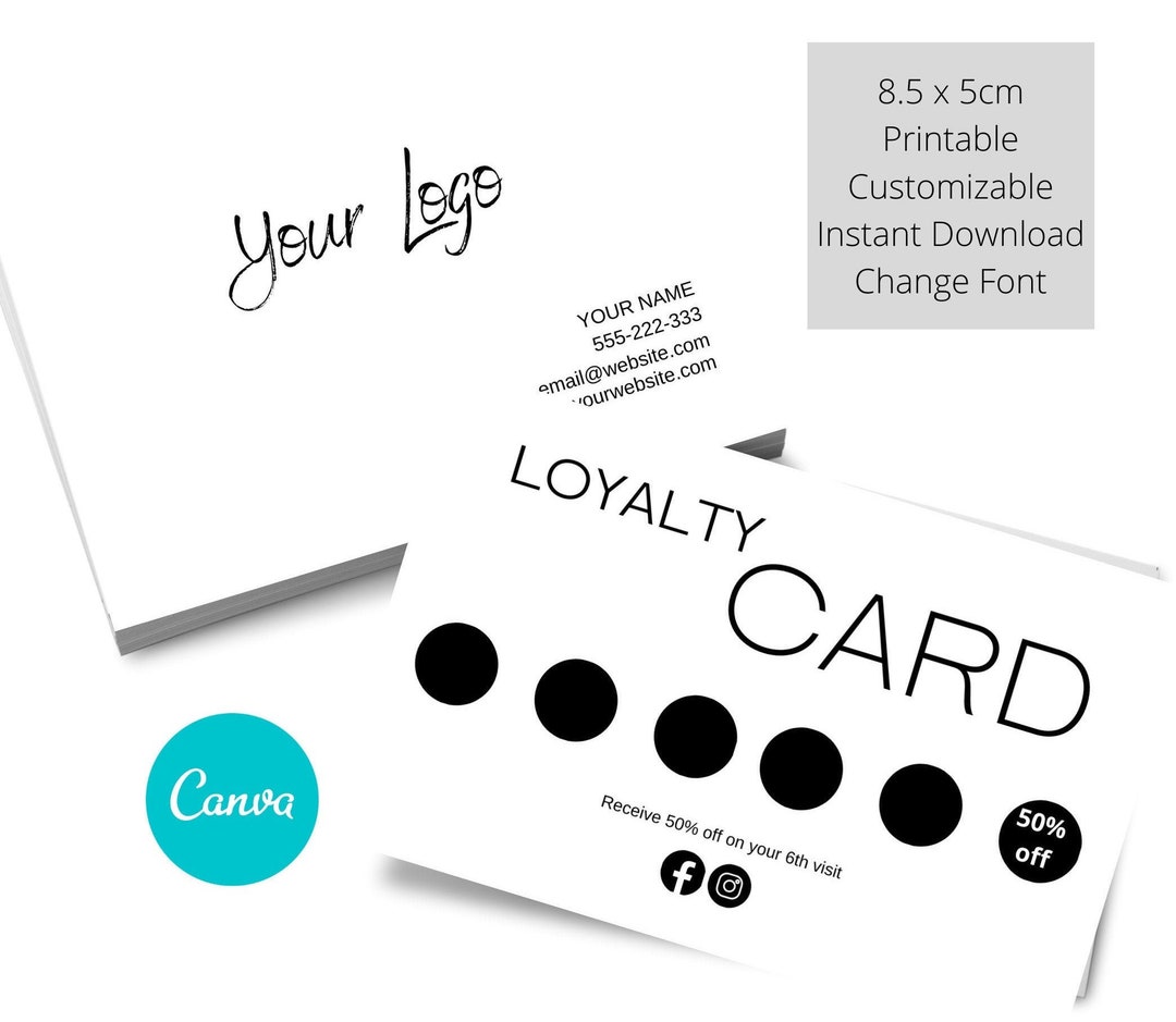 Minimalist White With Black Loyalty Card Template, Loyalty Card ...