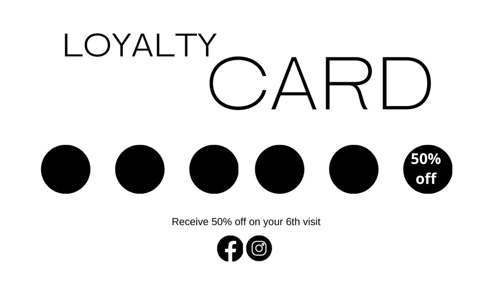Black With White Loyalty Card Template, Loyalty Card, Minimalist Design ...