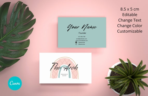 Rainbow Boho Business Card Template Editable Customizable | Etsy