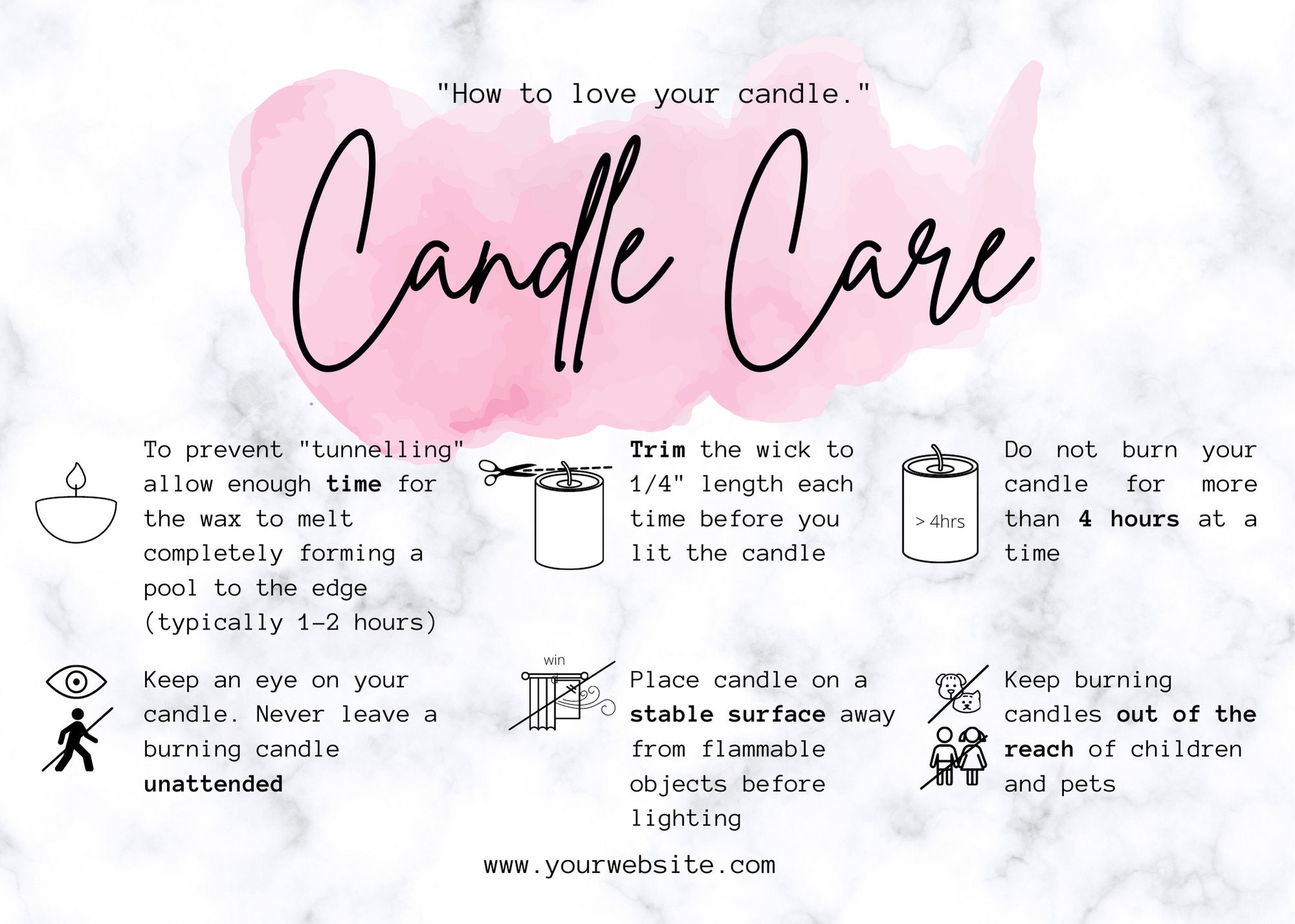 Candle Care Card Template Candle Care Instructions General - Etsy