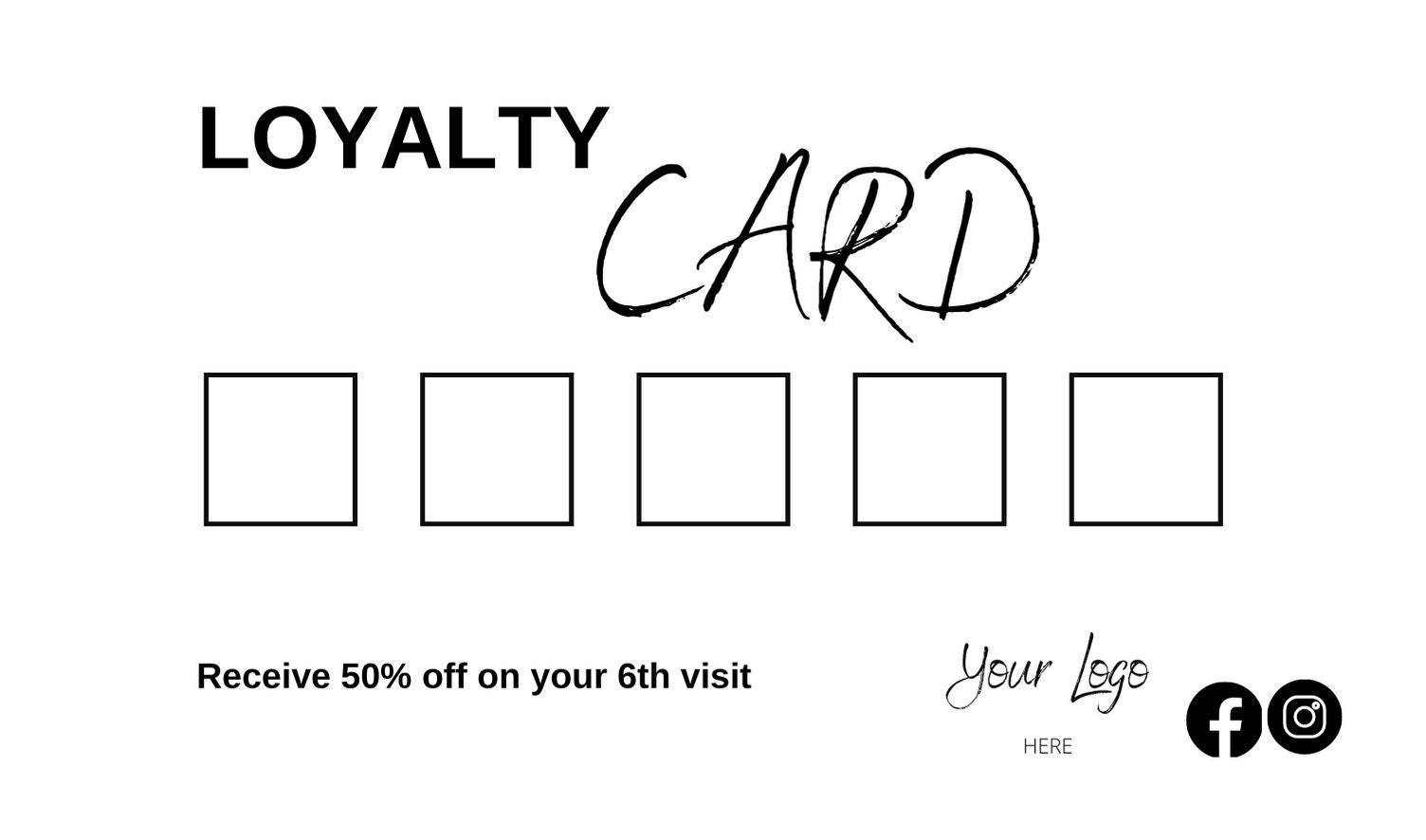 Black White Loyalty Card Template, Loyalty Card, Minimalist Design ...