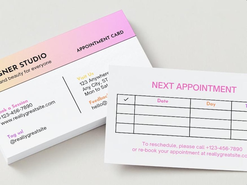 Modern Minimalistic Appointment Reminder Card, DIY Appointment Reminder ...