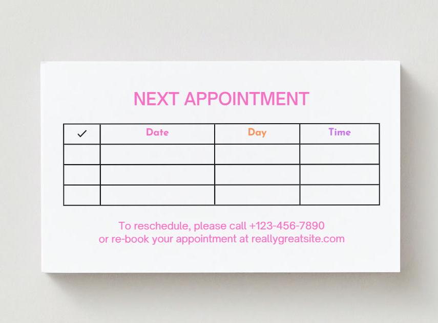 Modern Minimalistic Appointment Reminder Card, DIY Appointment Reminder ...