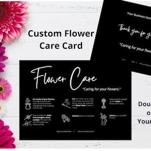 CUSTOM Flower Care Card, We Do the the Design for You, Printable Flower ...