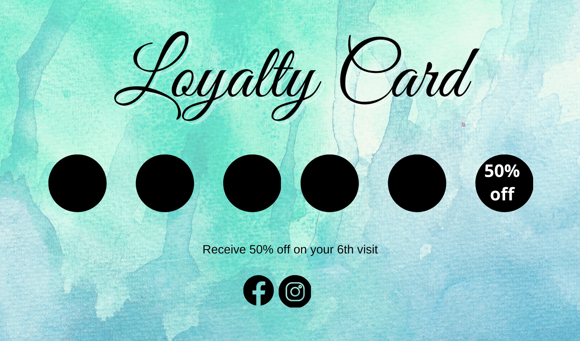 Blue Green Loyalty Card Templates, Discount Card, Editable ...
