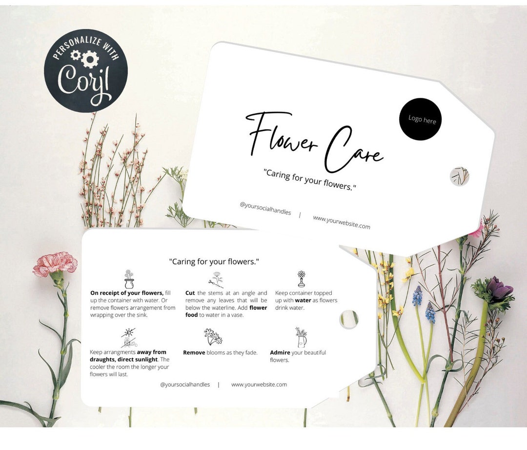 Flower Care Hangtag 8.5 X 5cm , DIY Flower Plant Care Design, Care ...