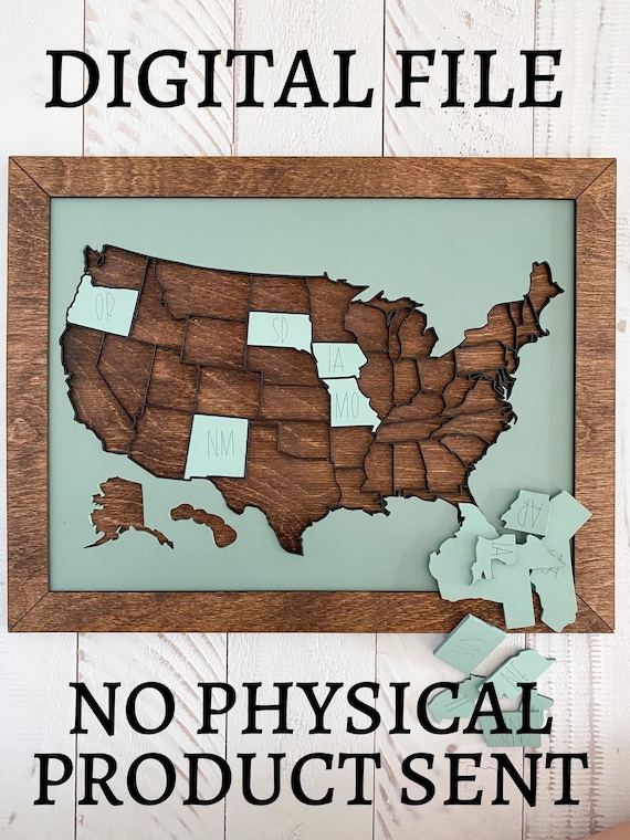 United States Travel Map Tracker US Travel Fill in Puzzle - Etsy