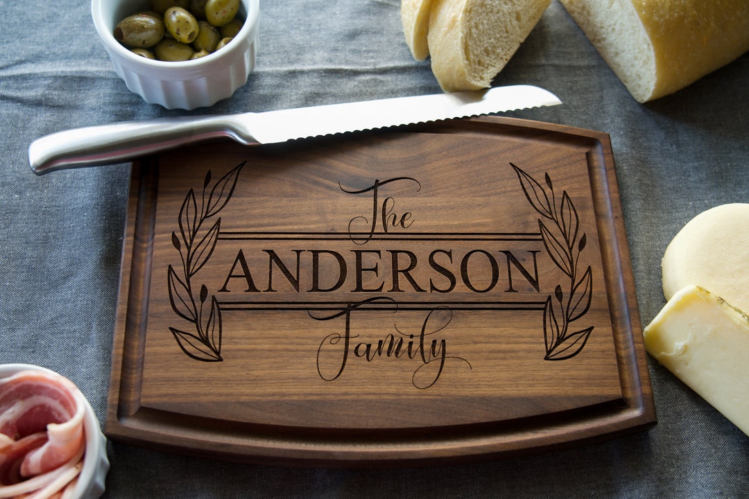 Personalized Hardwood Cutting Board: Engraved Family Name - Etsy