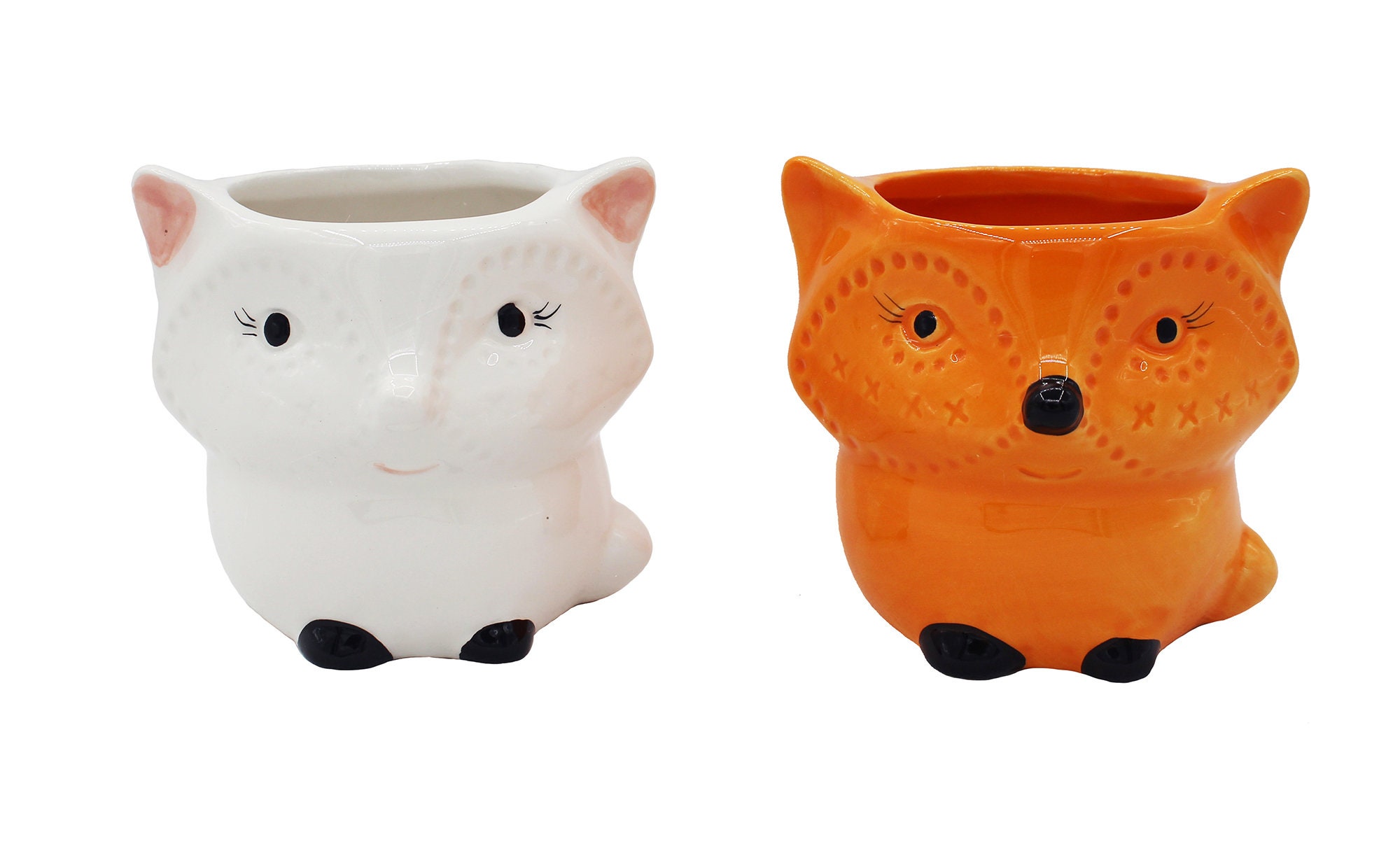 Cute Fox Gifts Animal Succulent Planters 2 Pack Ceramic Flower | Etsy