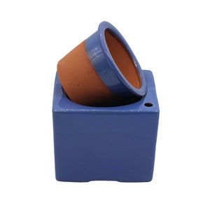 Self-watering African Violet Square Pot Ceramic Planter Color Blue ...