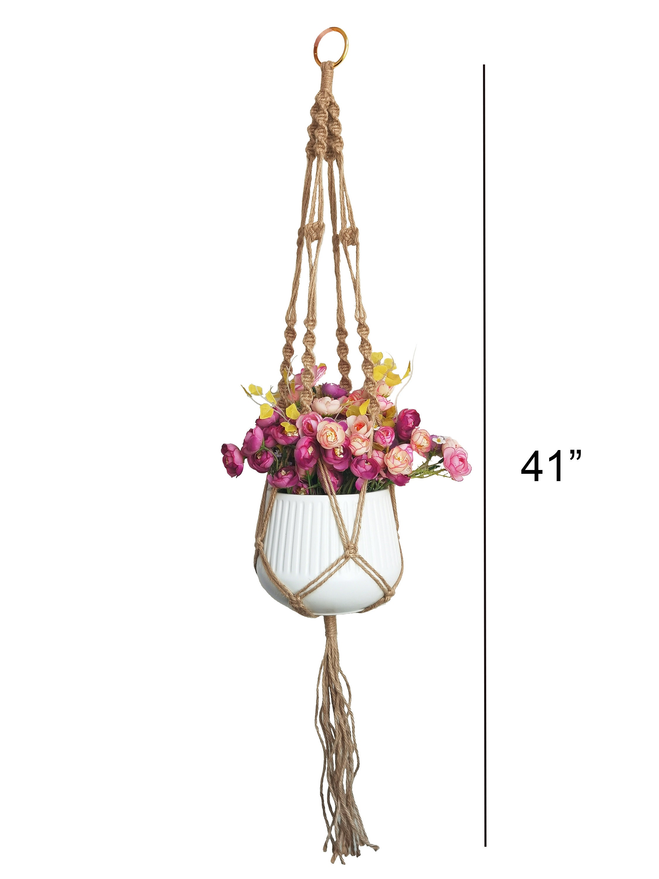 Jute Macrame plant hanger Handmade with Jute Cord For Indoor | Etsy