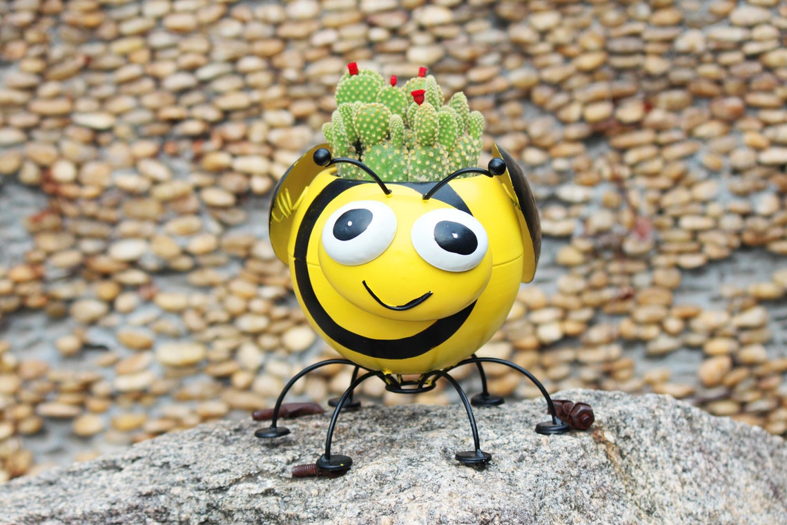 Bumble Bee Metal Planter With Pot Liner Succulent Pot - Etsy