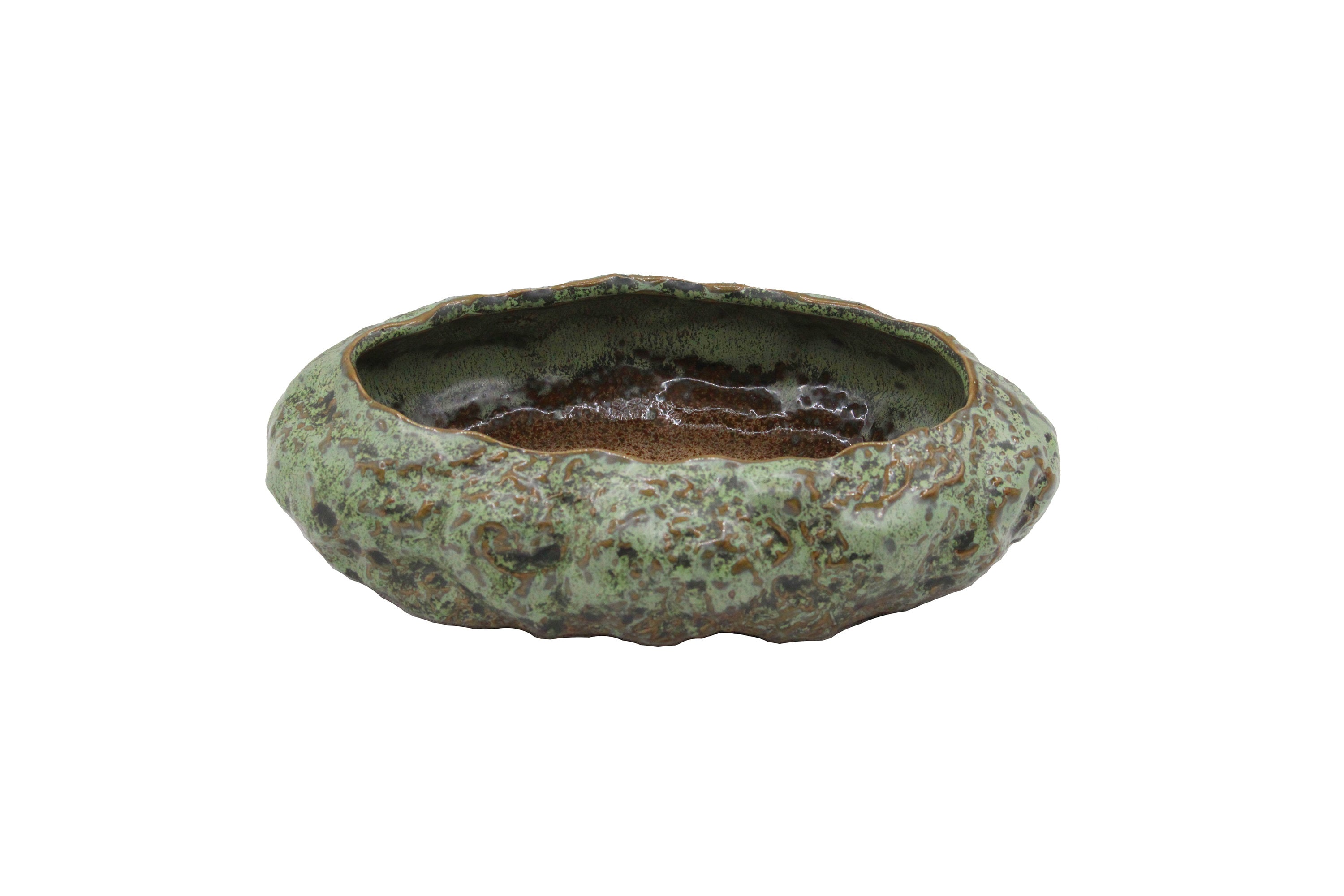 Premium Large Shallow Succulent Planter Pot, Ceramic With Decorative ...