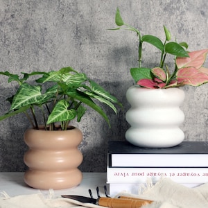 Ceramic Bubble Planters 2-pack 4.5 Inch, Succulent Planter, Stacked Ring Pot, Pencil Holder ...