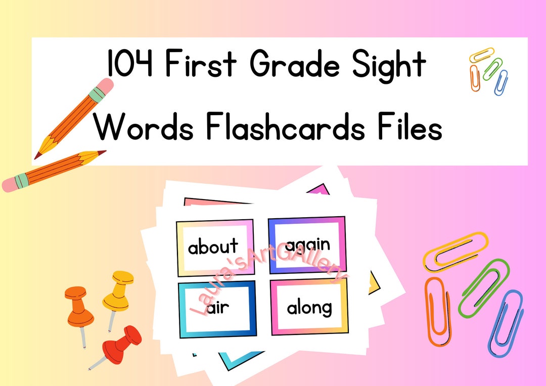 First Grade Sight Words Flashcards in Colorful Simple Style - Etsy