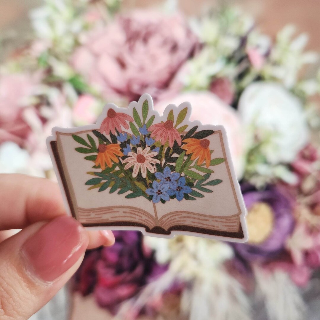 Flower Book Sticker - Etsy