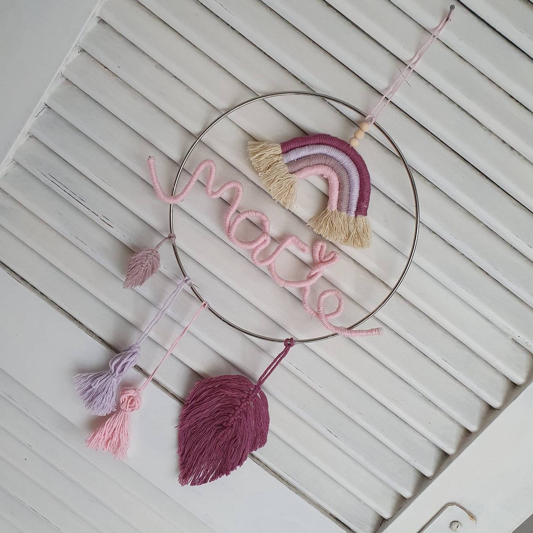 Dreamcatcher Macrame With Name Rainbows Macrame Feathers and - Etsy