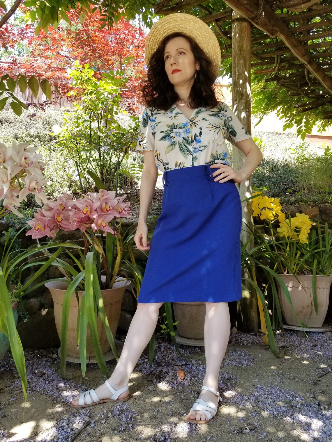 Sapphire Blue Pencil Skirt // Vintage 1980s / Bobbie Brooks Label ...