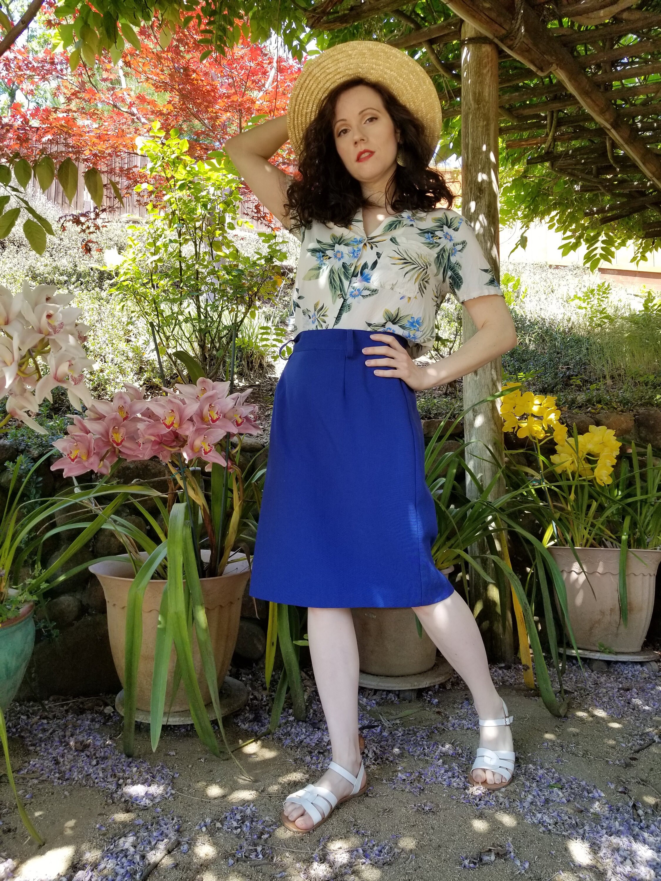 Sapphire Blue Pencil Skirt // Vintage 1980s / Bobbie Brooks Label ...