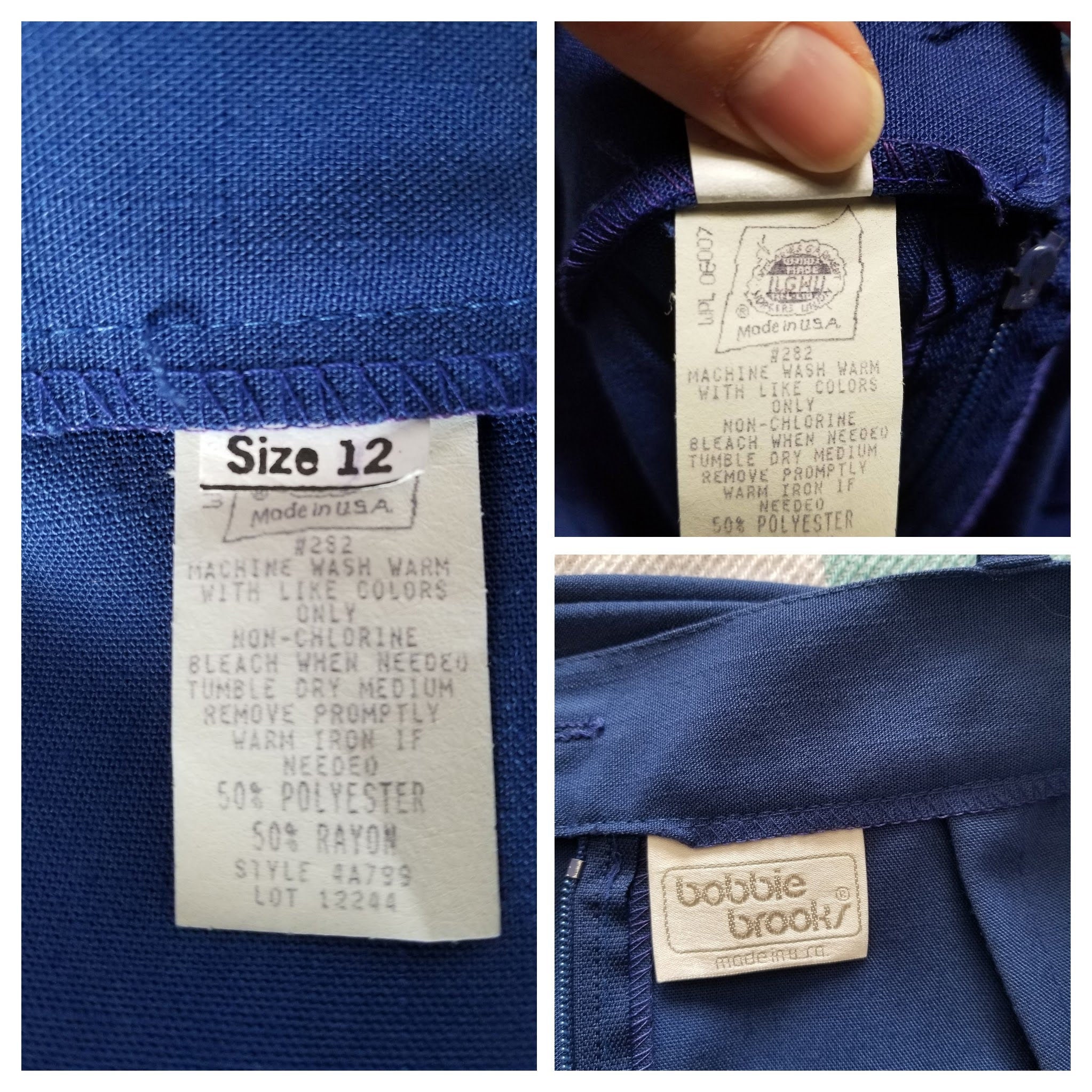 Sapphire Blue Pencil Skirt // Vintage 1980s / Bobbie Brooks Label ...