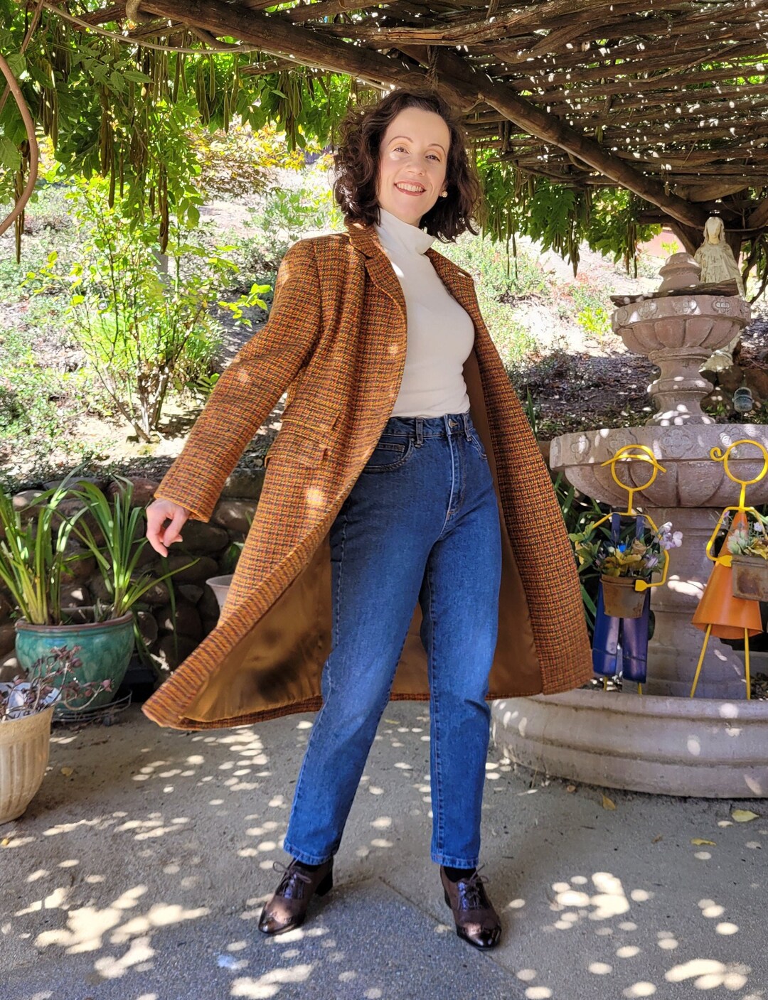 Orange Plaid Tweed Coat // Vintage 1960s / Harris Tweed Tarshire ...