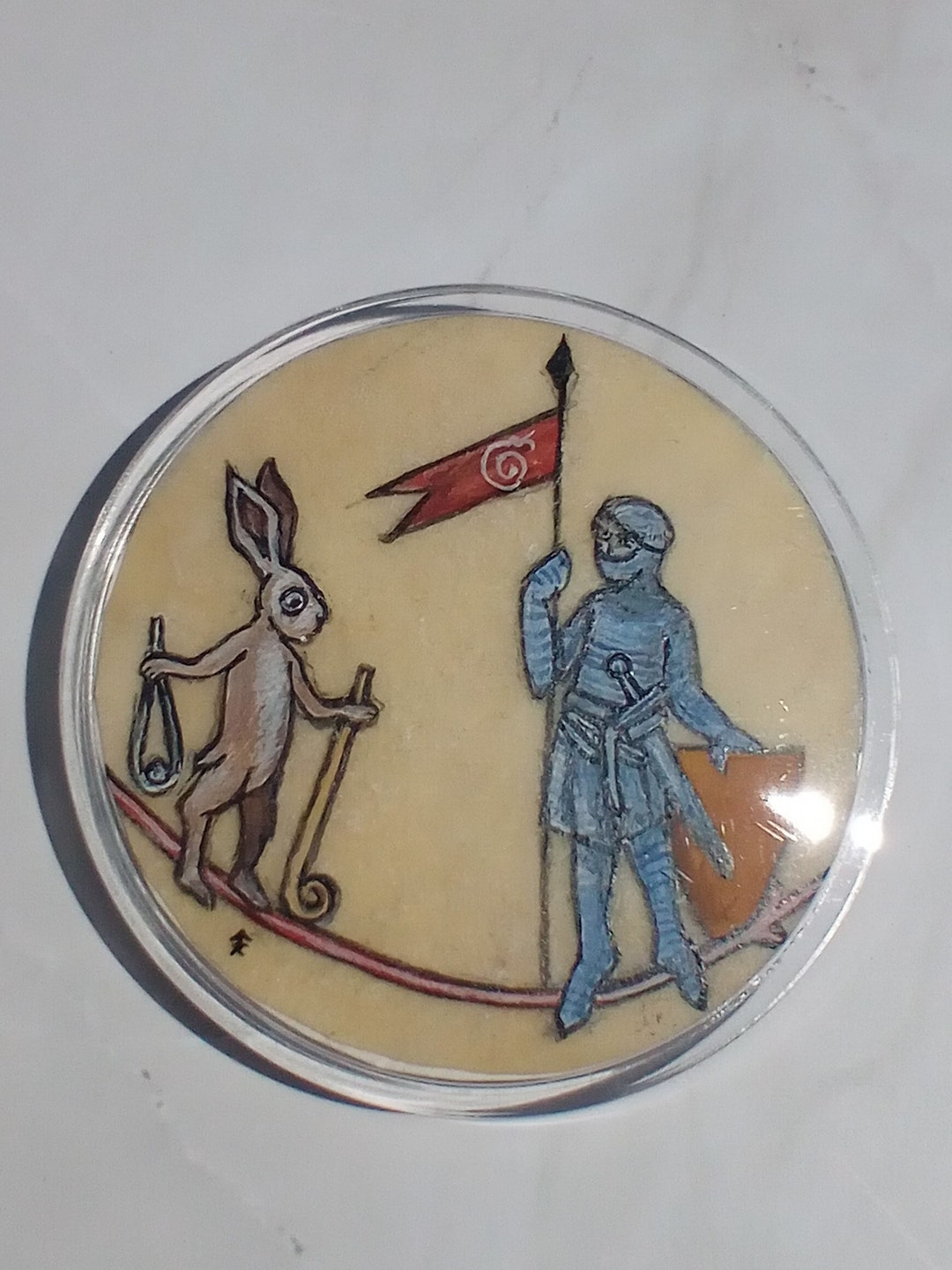 Bunny Vs. Knight Marginalia Pin, Authentic Illuminated Art - Etsy UK