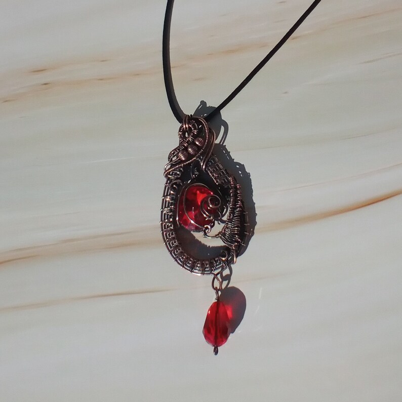 Gothic Antiqued Copper Ruby Inspired Wire Wrap Pendant With - Etsy