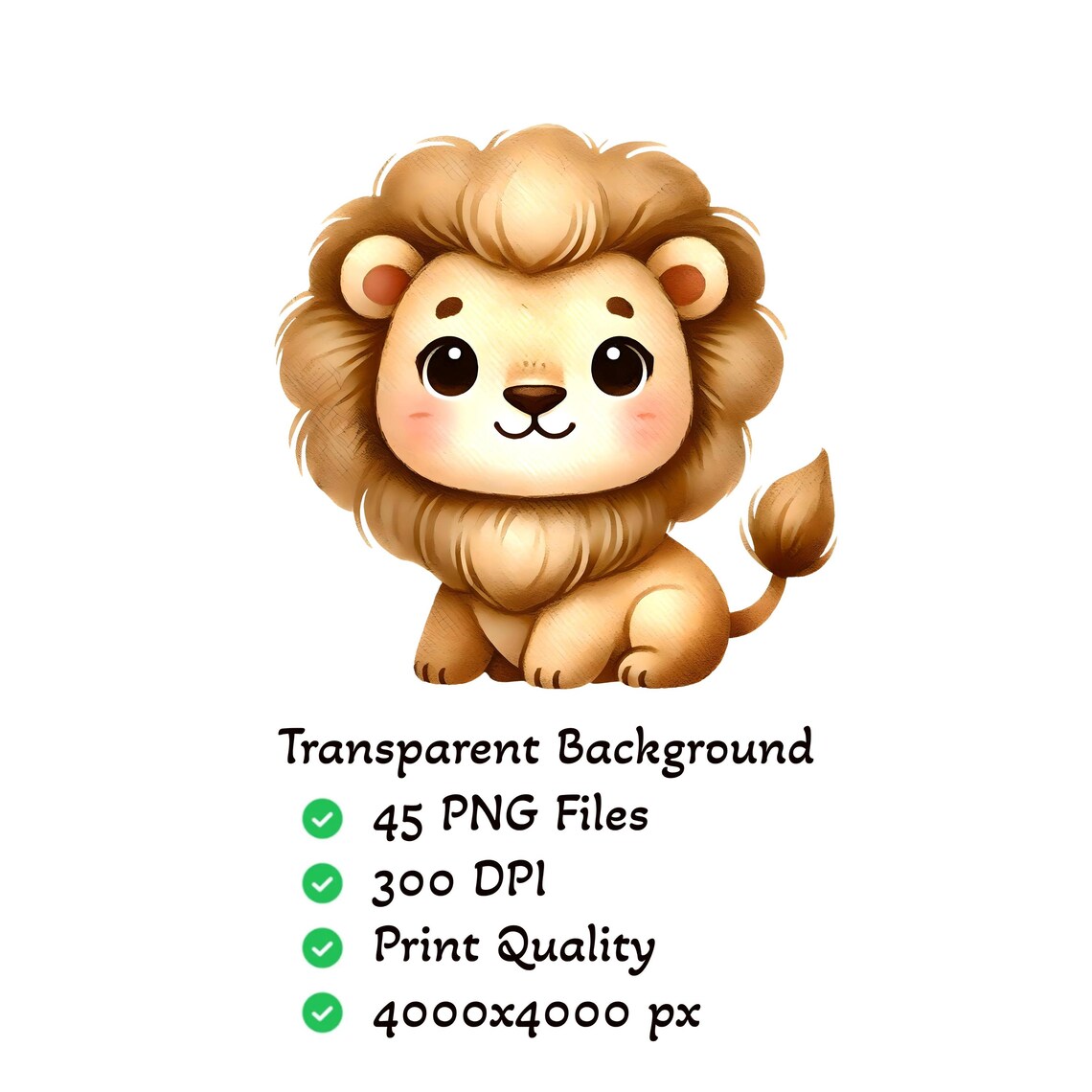 Watercolor Cute Animals Clipart, 45 Cute Animal PNG, Watercolor Animals ...