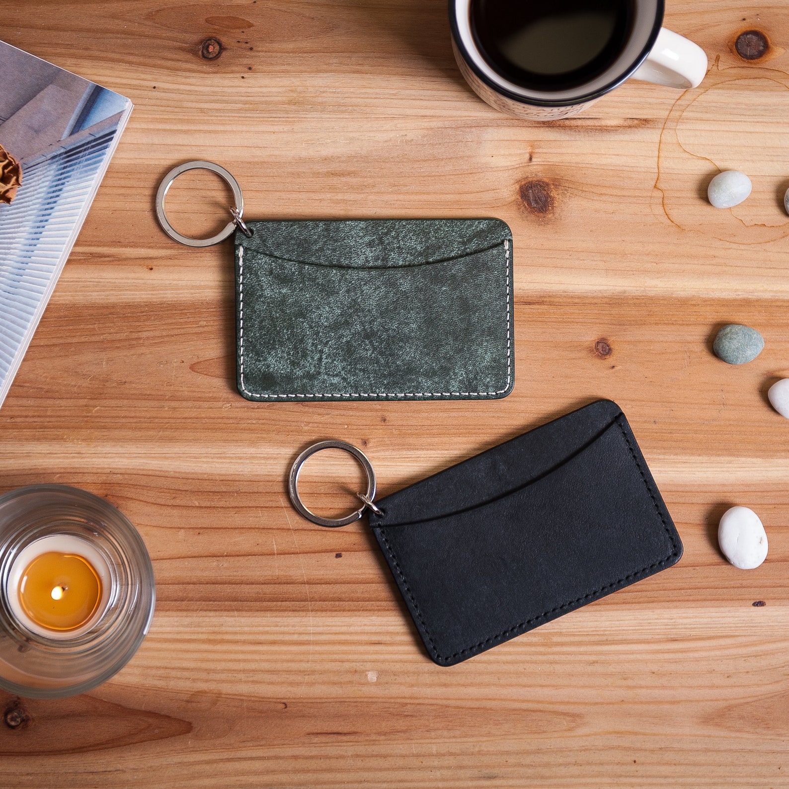 Personalized Leather Card Wallet Key Chain - Etsy