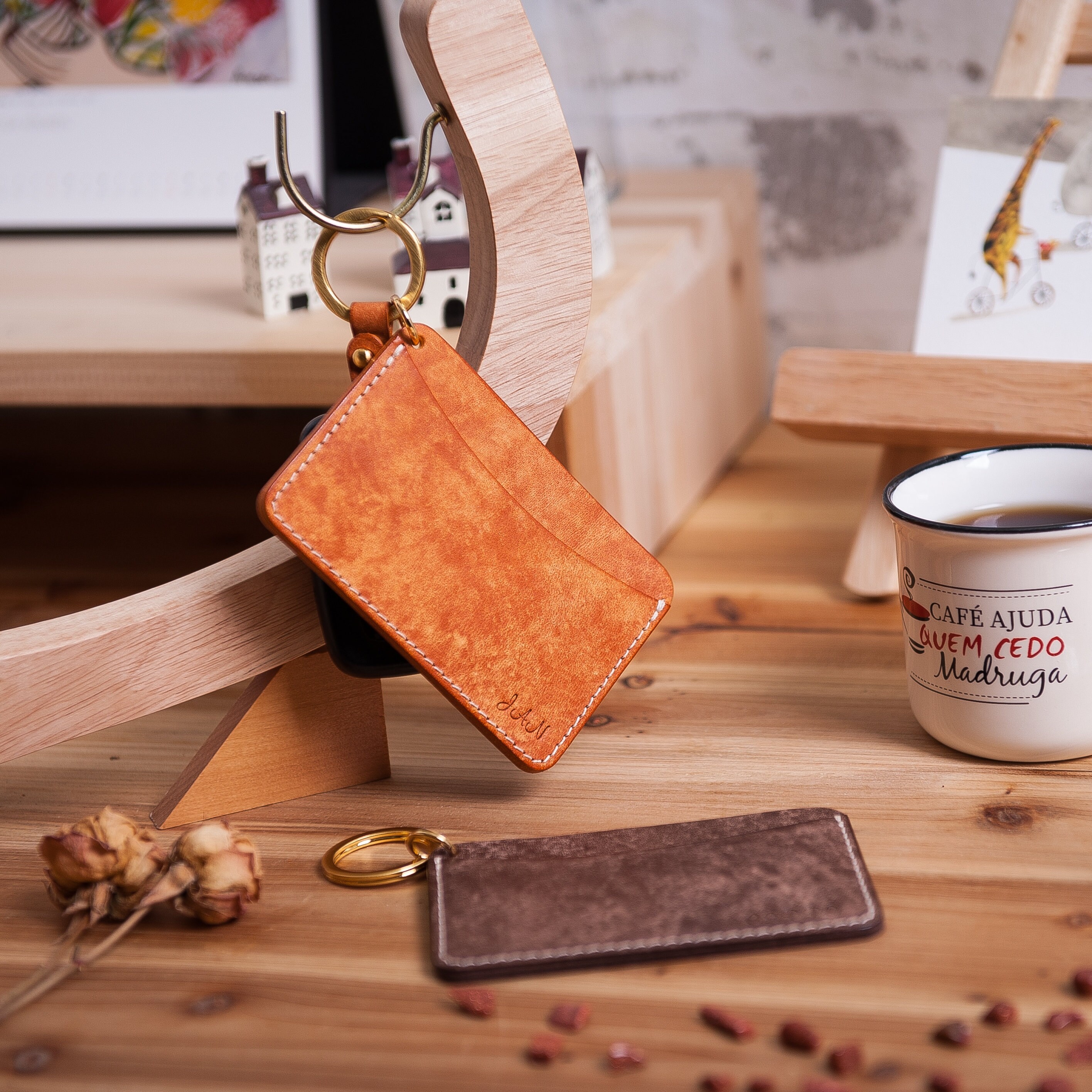 Personalized Leather Card Wallet Key Chain - Etsy